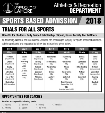 UOL University of Lahore Admissions 2018 Last Date and Fee Structure