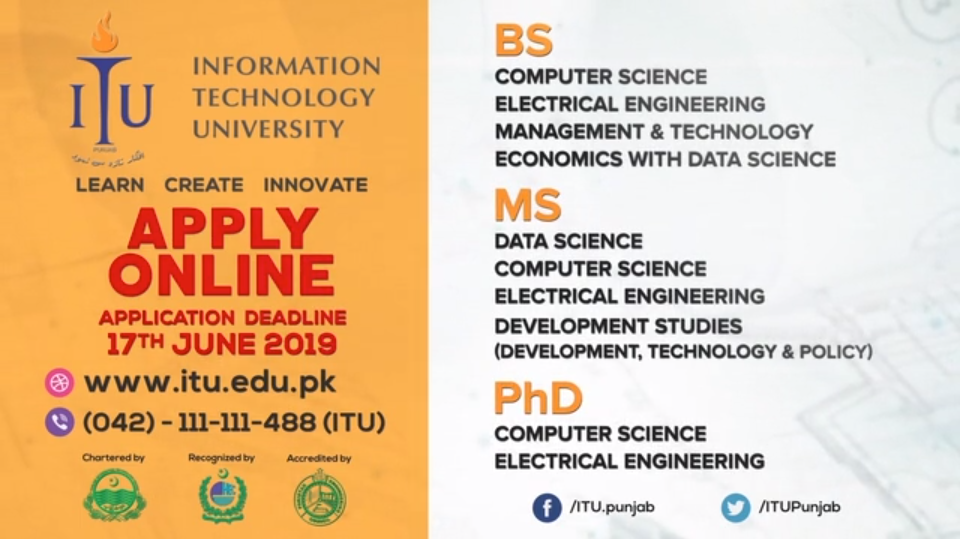 ITU Lahore Admission 2019 Last Date Merit List, Fee Structure