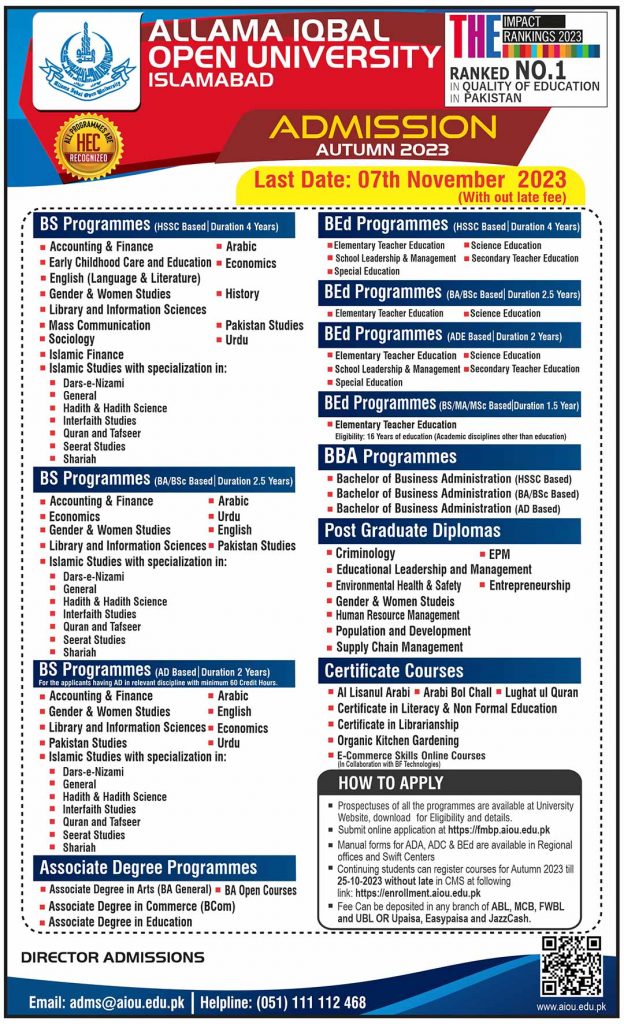 AIOU Admission 2024 Last Date and Admission Form Download FA, BA, MA, Matric
