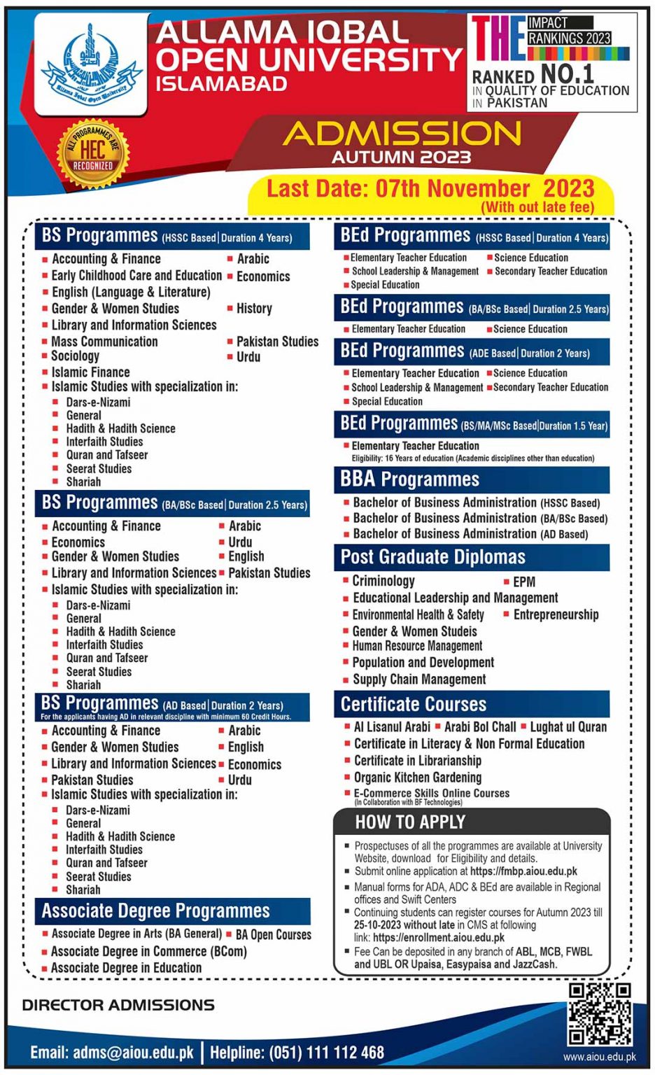 AIOU Admission 2024 Last Date and Admission Form Download FA, BA, MA, Matric